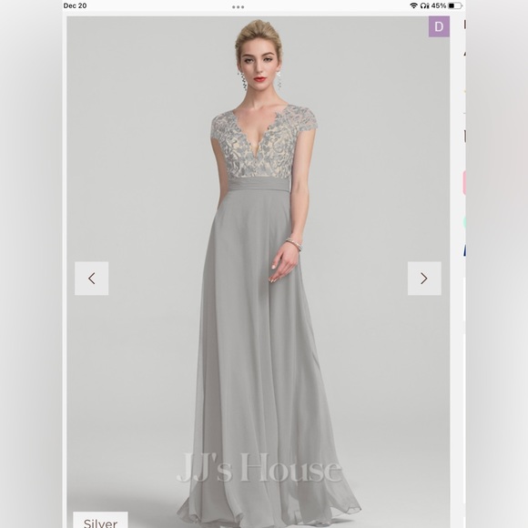 JJs House | Dresses | Jjs House Vneck Floorlength Chiffon Lace Evening Drees Color Steel Grey ...